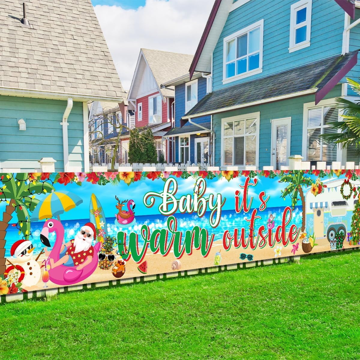Summer Christmas Banner Decorations Baby It’s Warm Outside Banner ...
