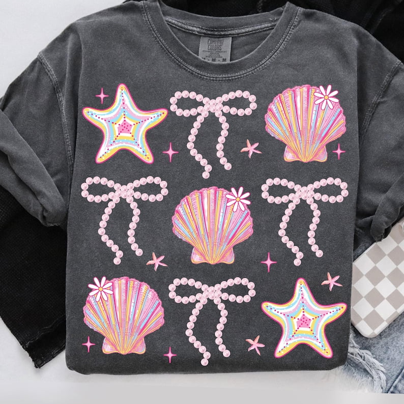 Summer Clam Coquette t-shirt, Summer Vibes Pink Clam Shirt, Summer ...