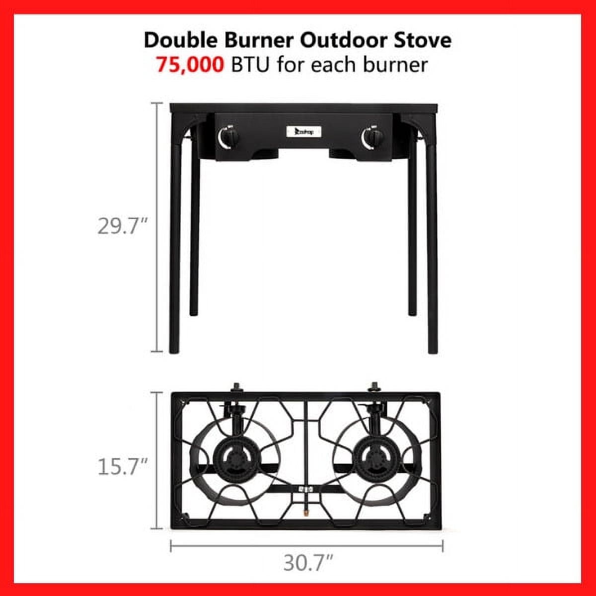 2 Burner Outdoor Propane Gas Stove 150,000 BTU High Pressure Stand ...