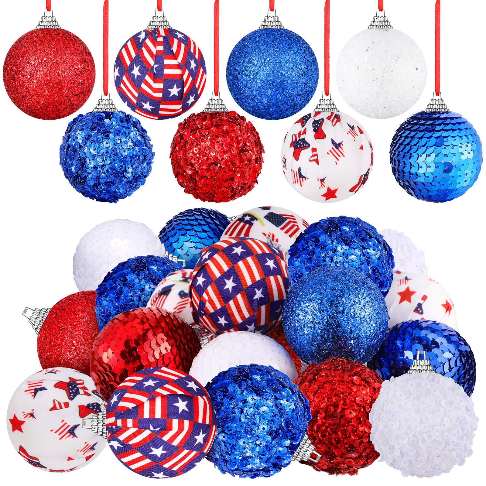Summer Clearance 4th of July Ball Ornaments, 12pcs Independence Day ...