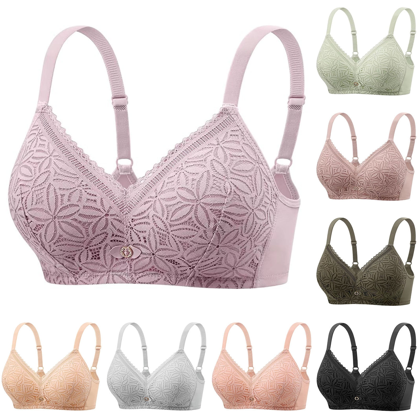 Ahuyic Summer Womens Bras,Plus Size Bras for Women,Woman's Solid Color ...