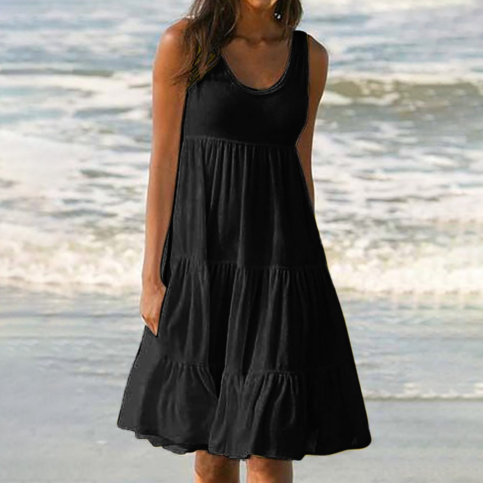 Zpanxa Womens Casual Sundresses: Loose Plain Maxi, Smocked Tank, V Neck ...