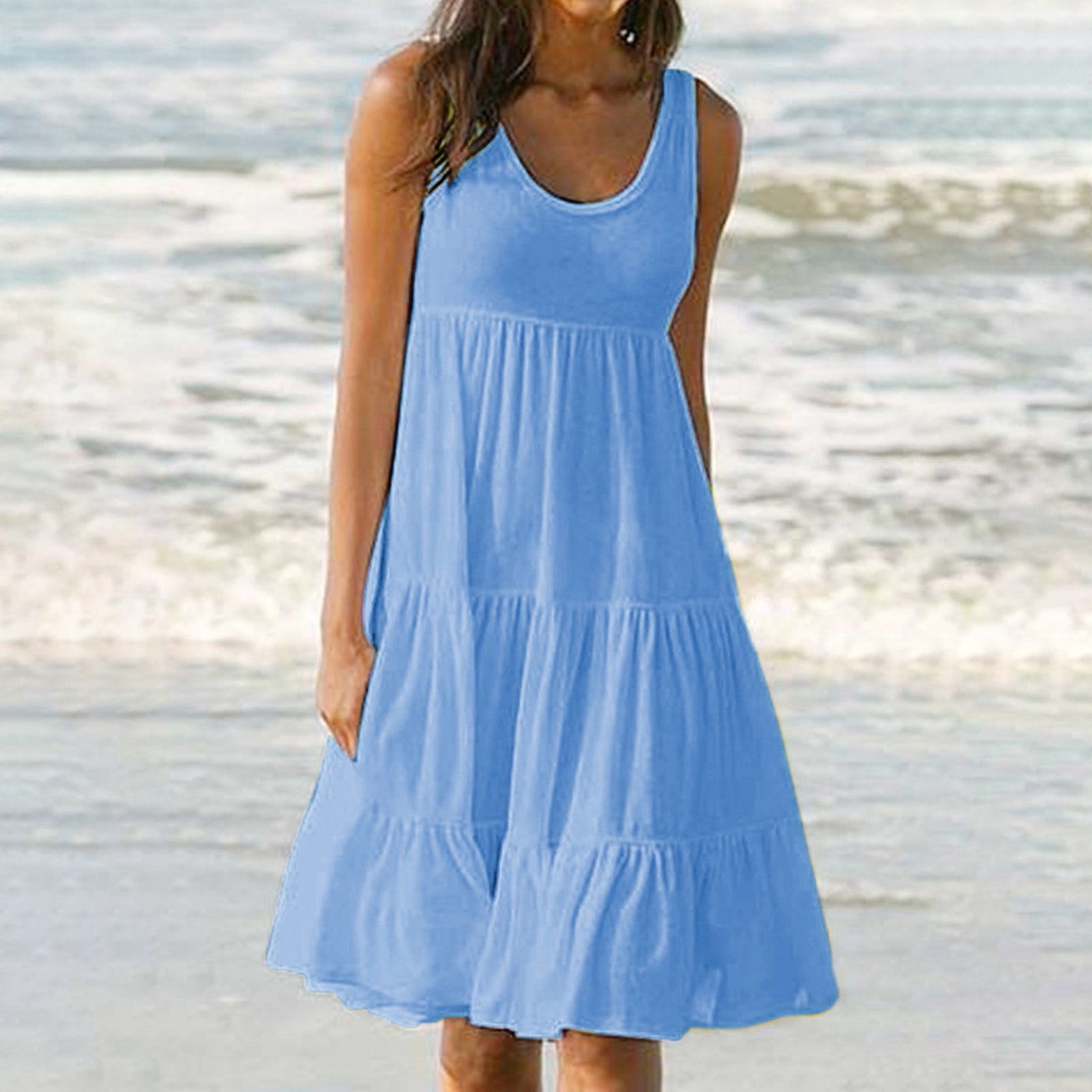 Summer Clearance! Ashirexll Womens Casual Loose Plain Maxi Sundress ...