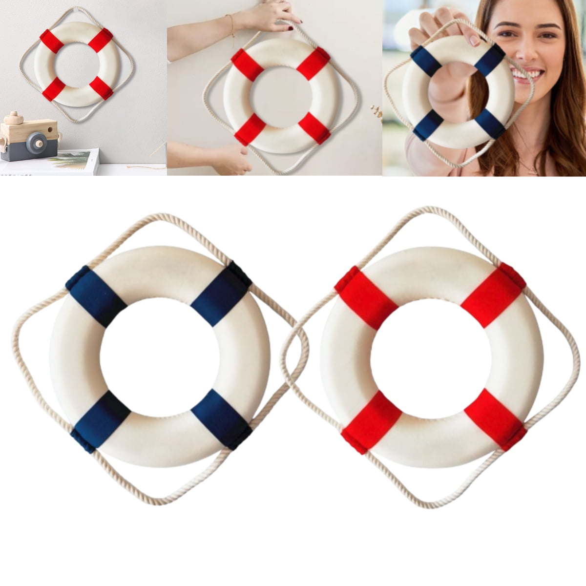 Summer Clearance Durable Marine Life Ring Buoy With Reflective Straps, Safety Life Preserver For ...