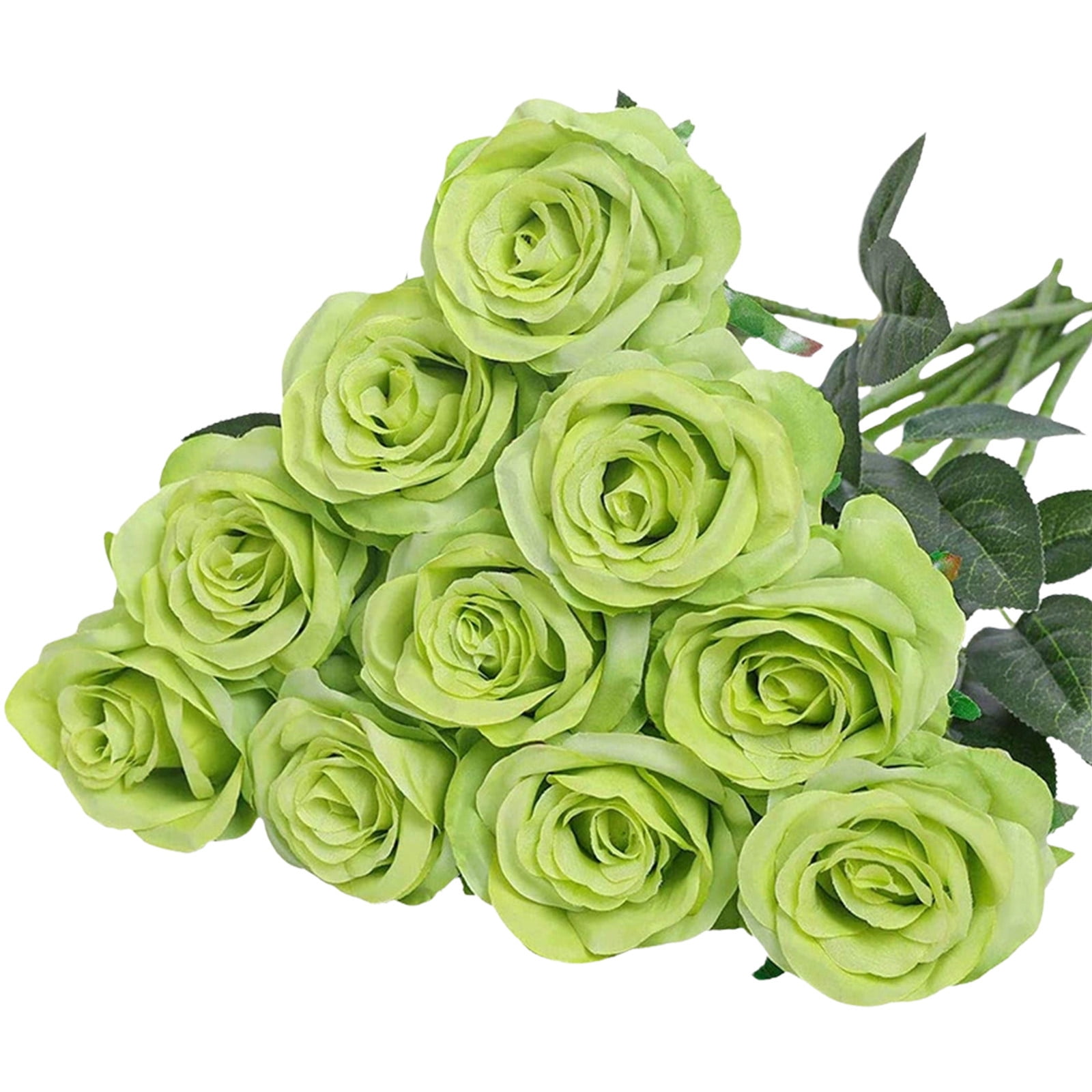 Summer Clearance Elegant Artificial Red Roses Bouquet Realistic Silk ...