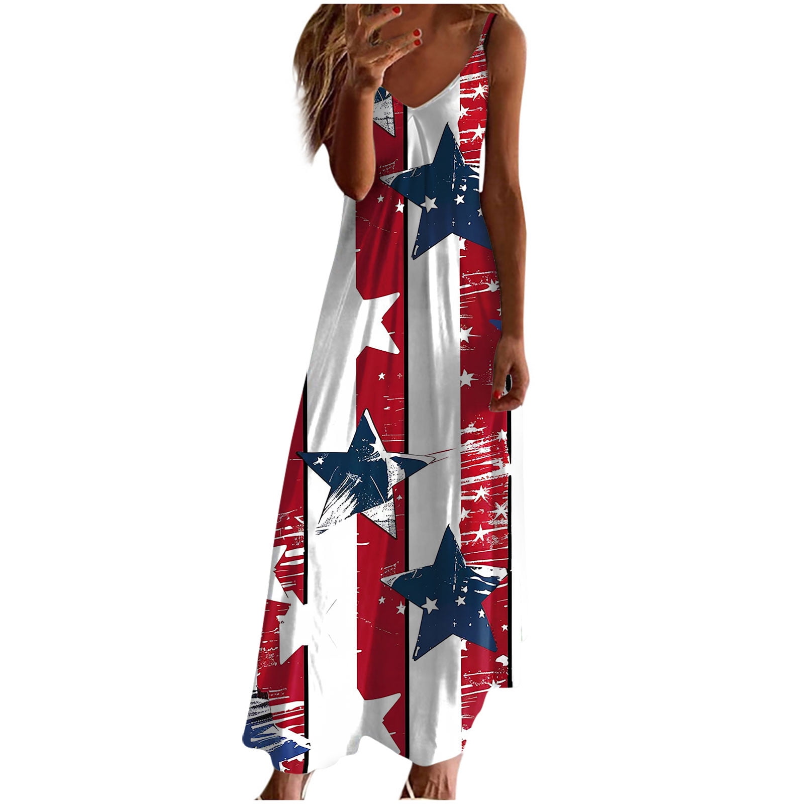Joau Womens American Flag 4th of July Dresses Star Striped Patriotic ...