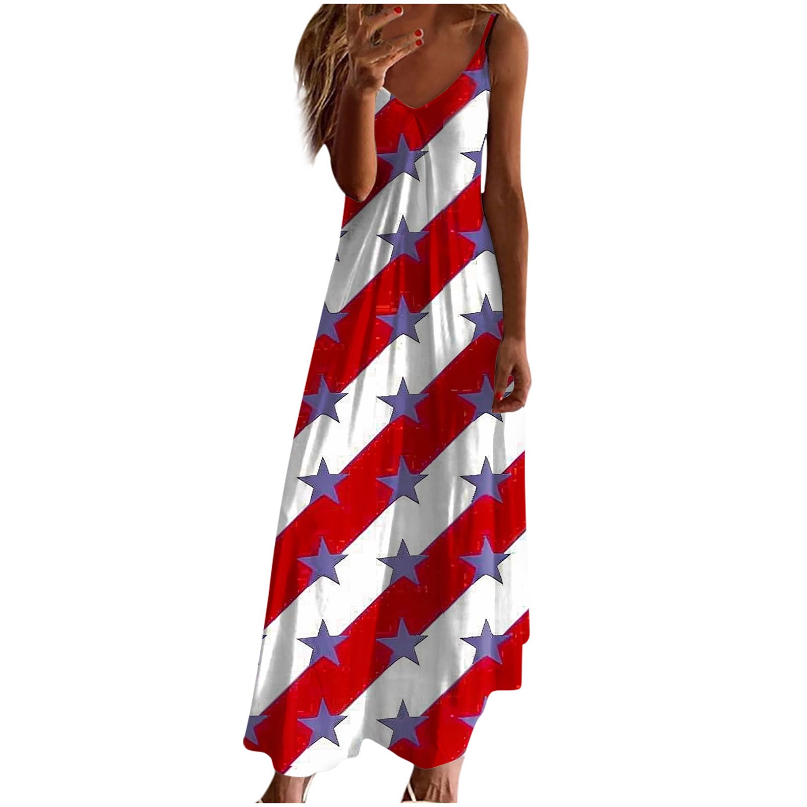 Joau Womens American Flag 4th of July Dresses Star Striped Patriotic ...