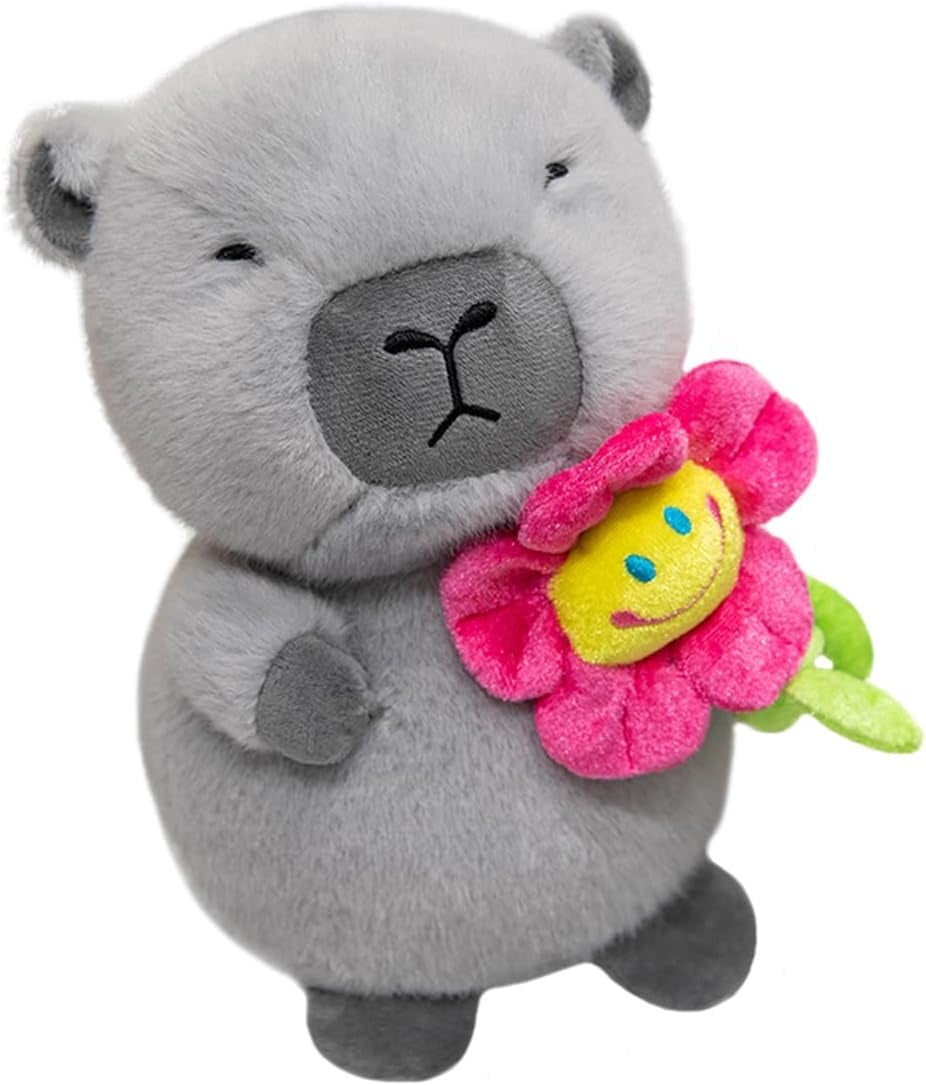 Clearance Toys Kidora Toys Cute Gray Capybara Plush Toy with Flower ...