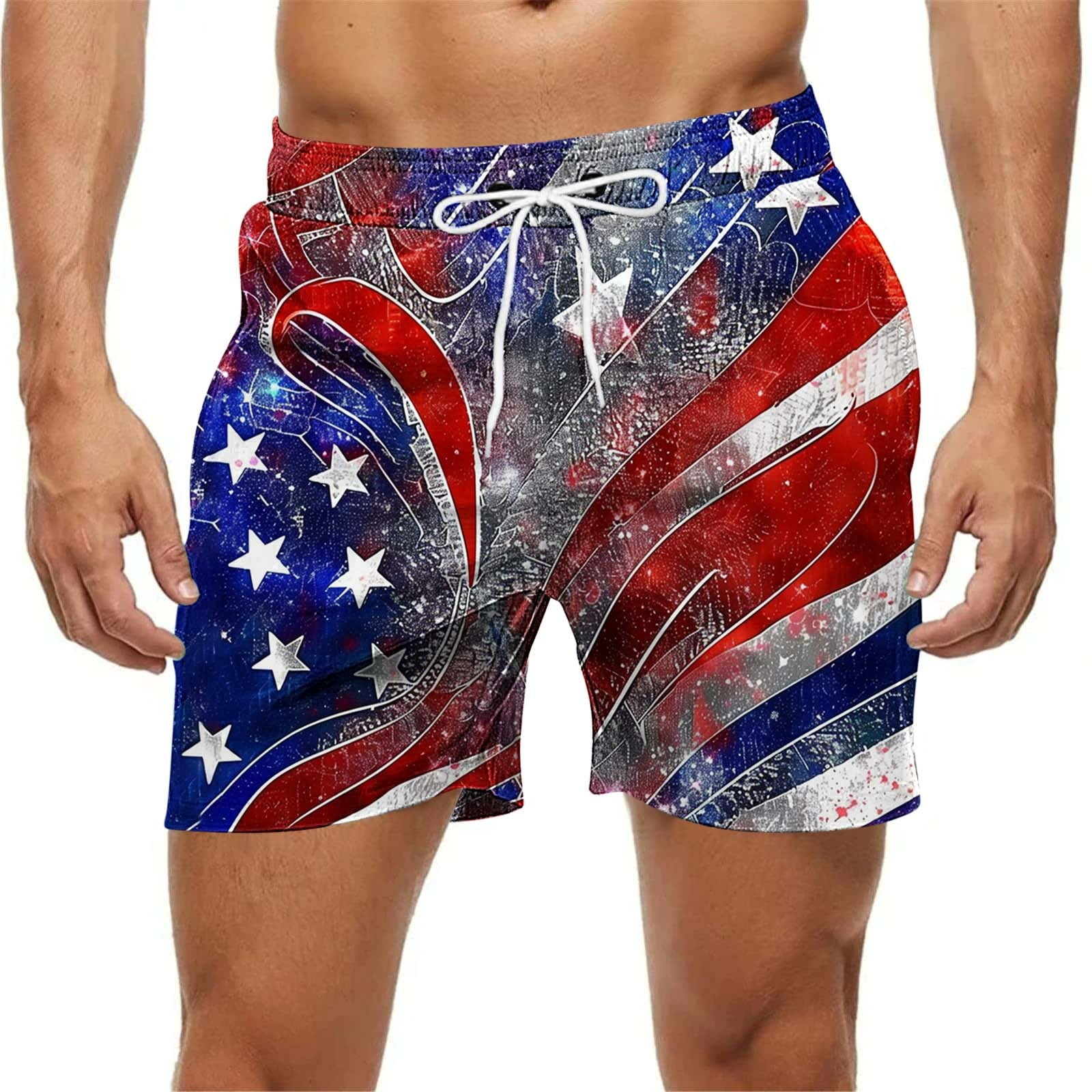 Summer Clearance Pitauce Mens Swim Trunks 4th of July Patriotic Beach ...