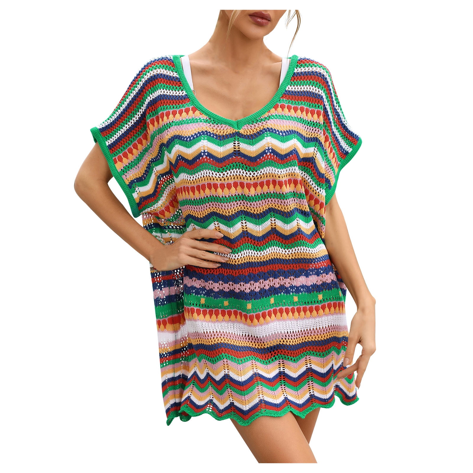 Summer Clearance Sale Tmoyzq Womens Swimwear Cover Ups Short Sleeve V