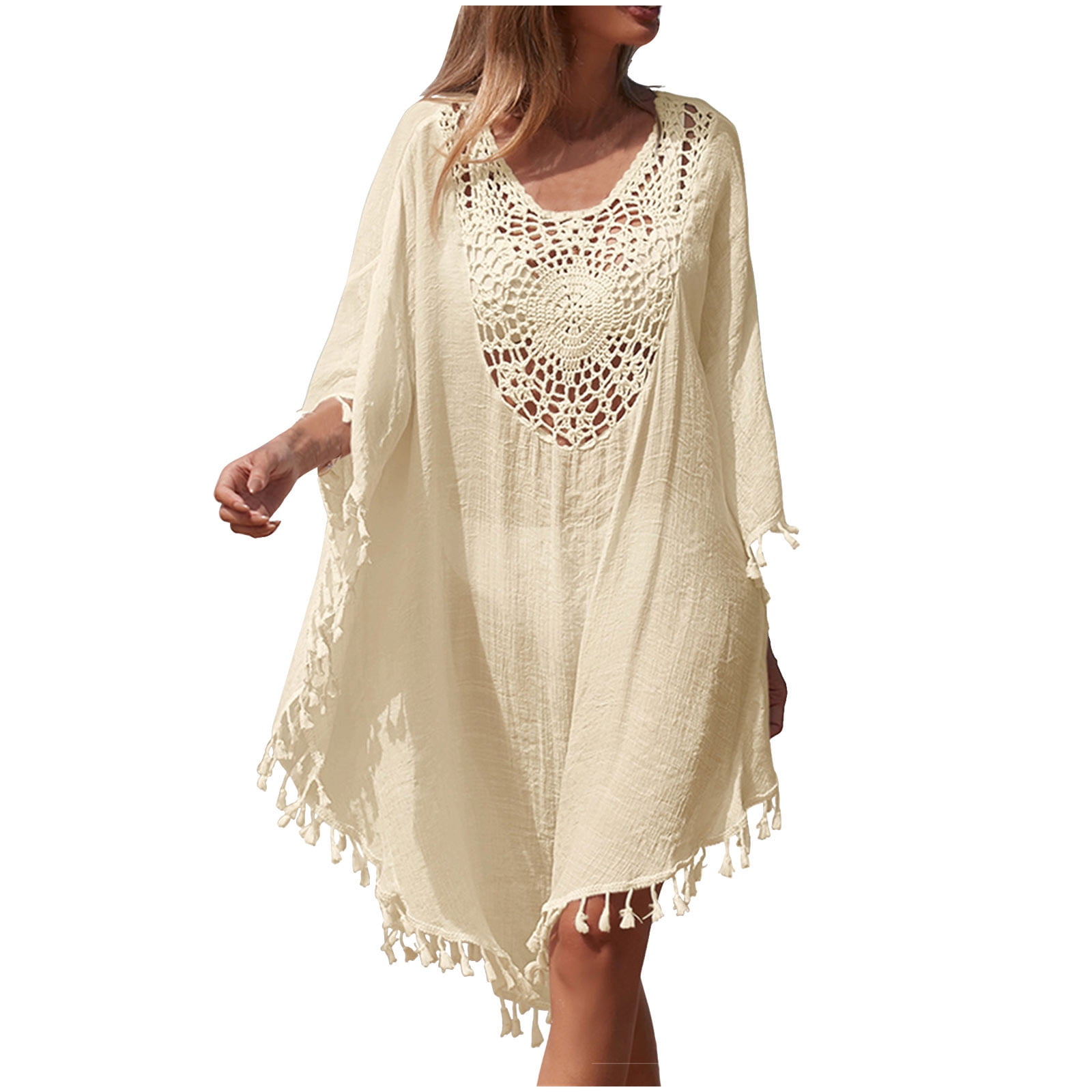 Summer Clearance Sale Tmoyzq Womens Tassel Trim Crochet Swimsuit