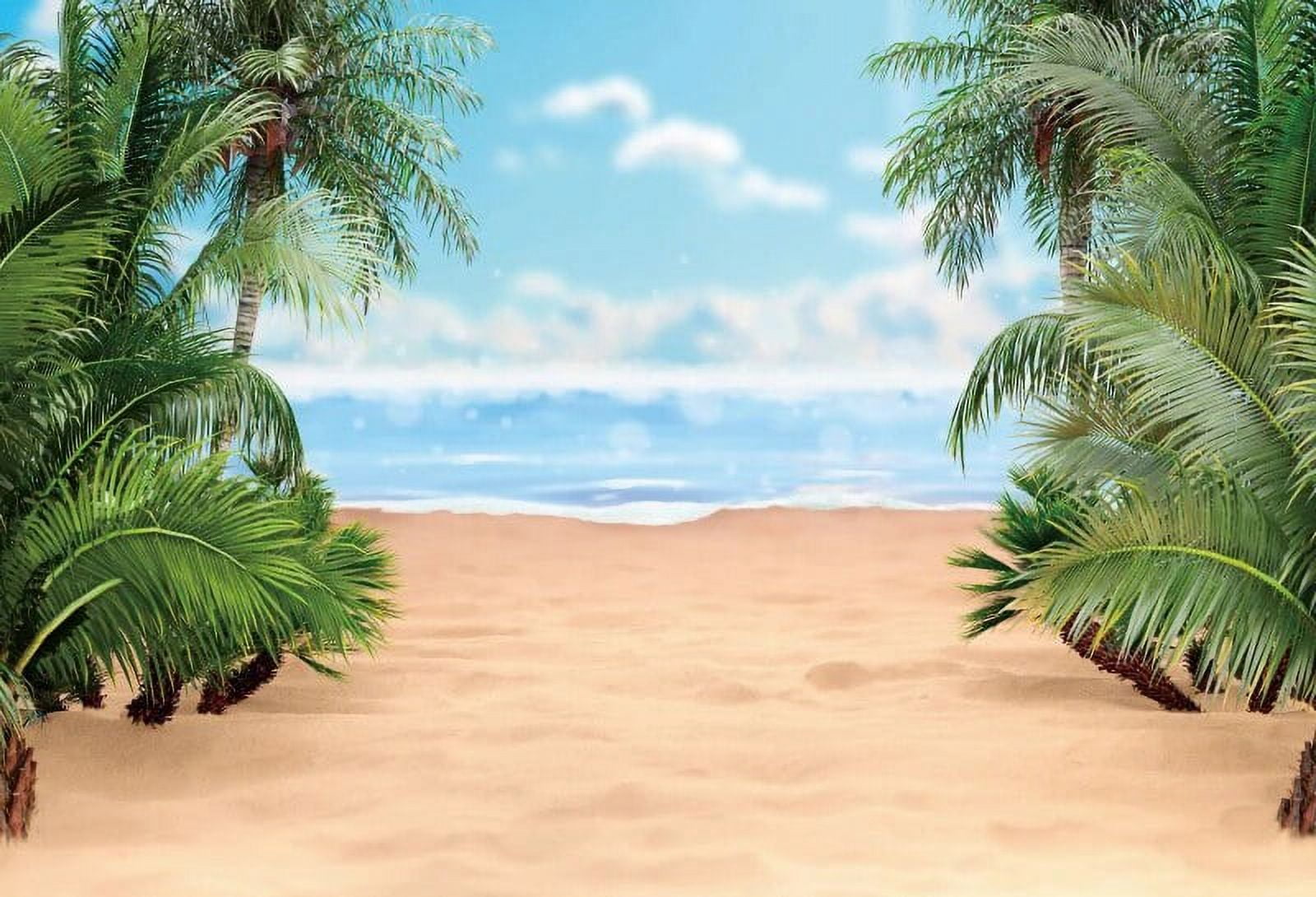 Summer Cloud Blue Sky Seaside Beach Palms Tree Natural Scenery Backdrop ...