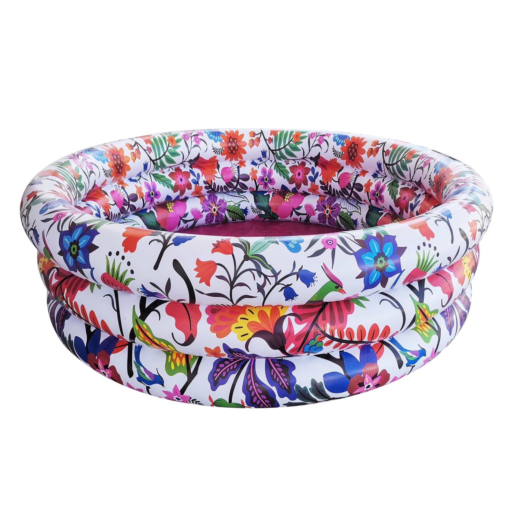 Summer Club Inflatable 5.5ft 3 Ring Adult Pool- Garden of Blossoms ...