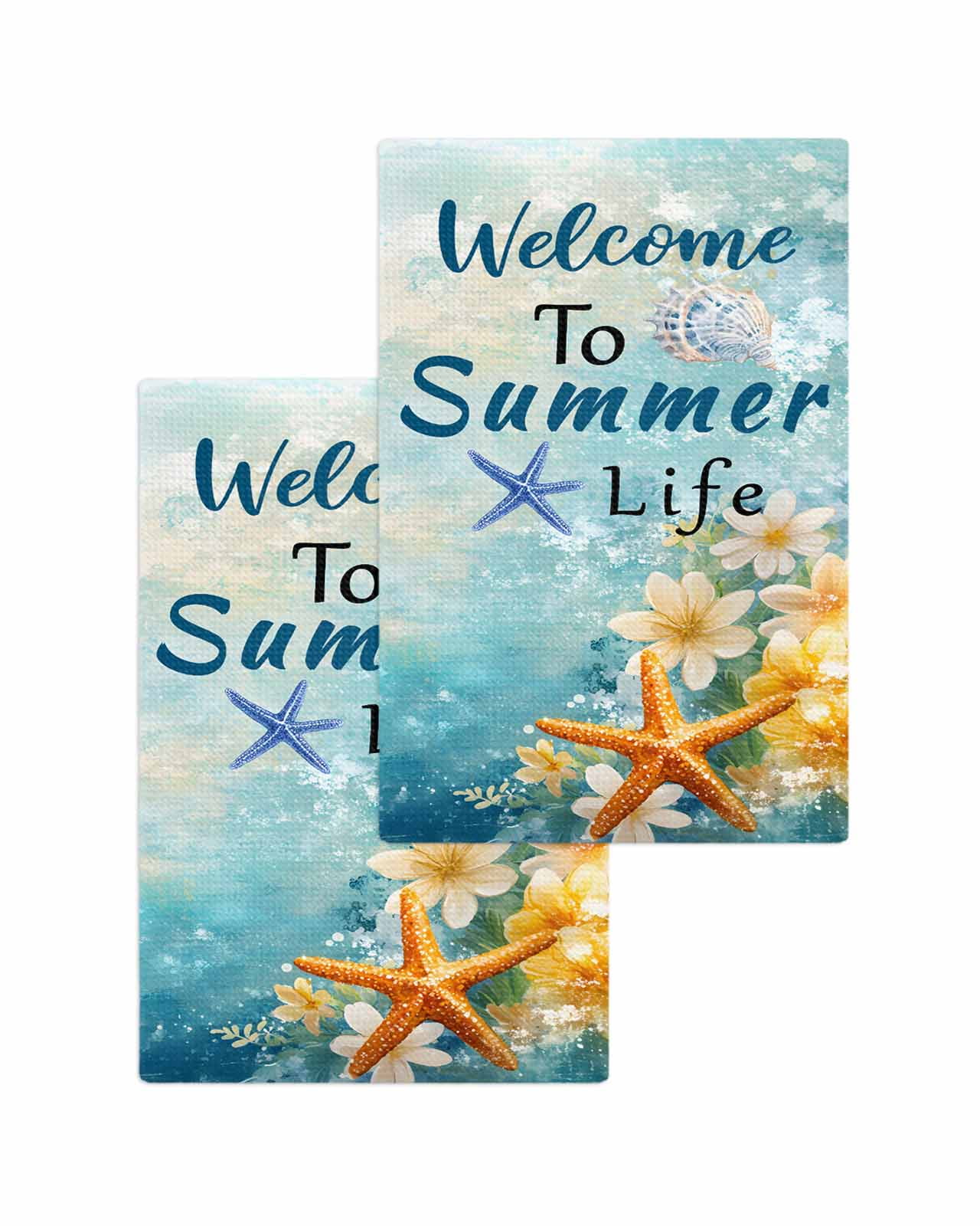 Summer Coastal Kitchen Dish Towels for Drying Dishes Set of 2, Ocean ...