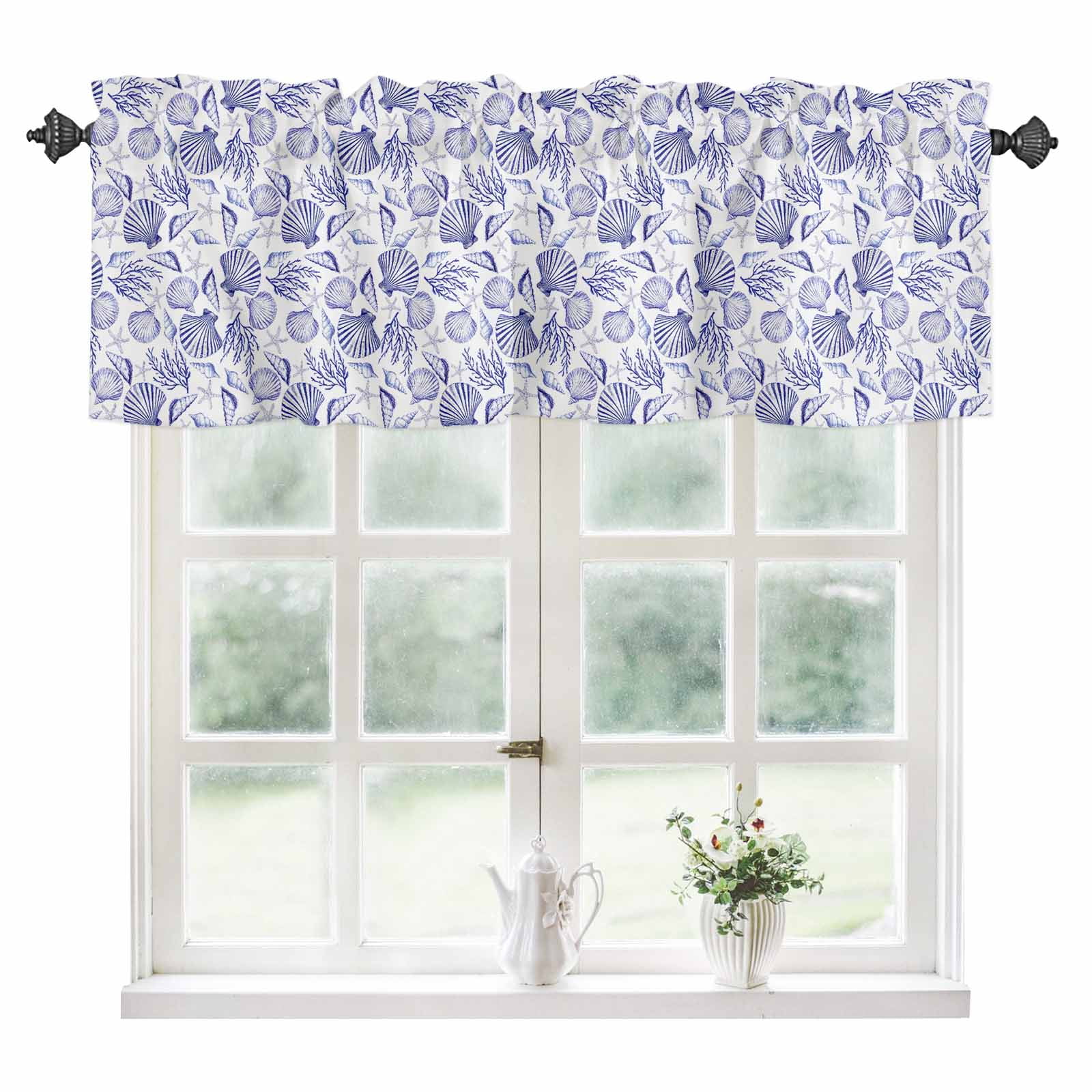 Summer Coastal Kitchen Valances for Windows 60x18 Inch Kitchen Curtains ...