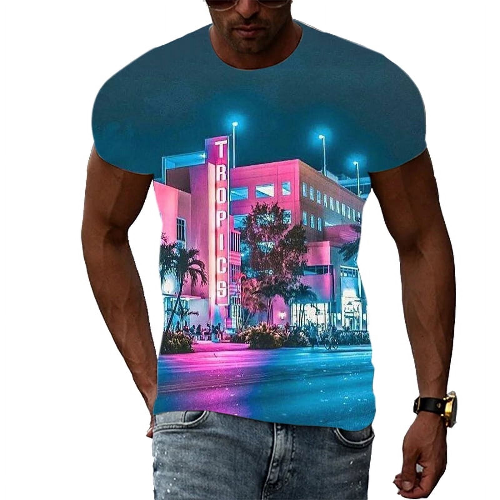 Summer Coastal Palm Tree graphic t shirts For Men Fashion Casual ...