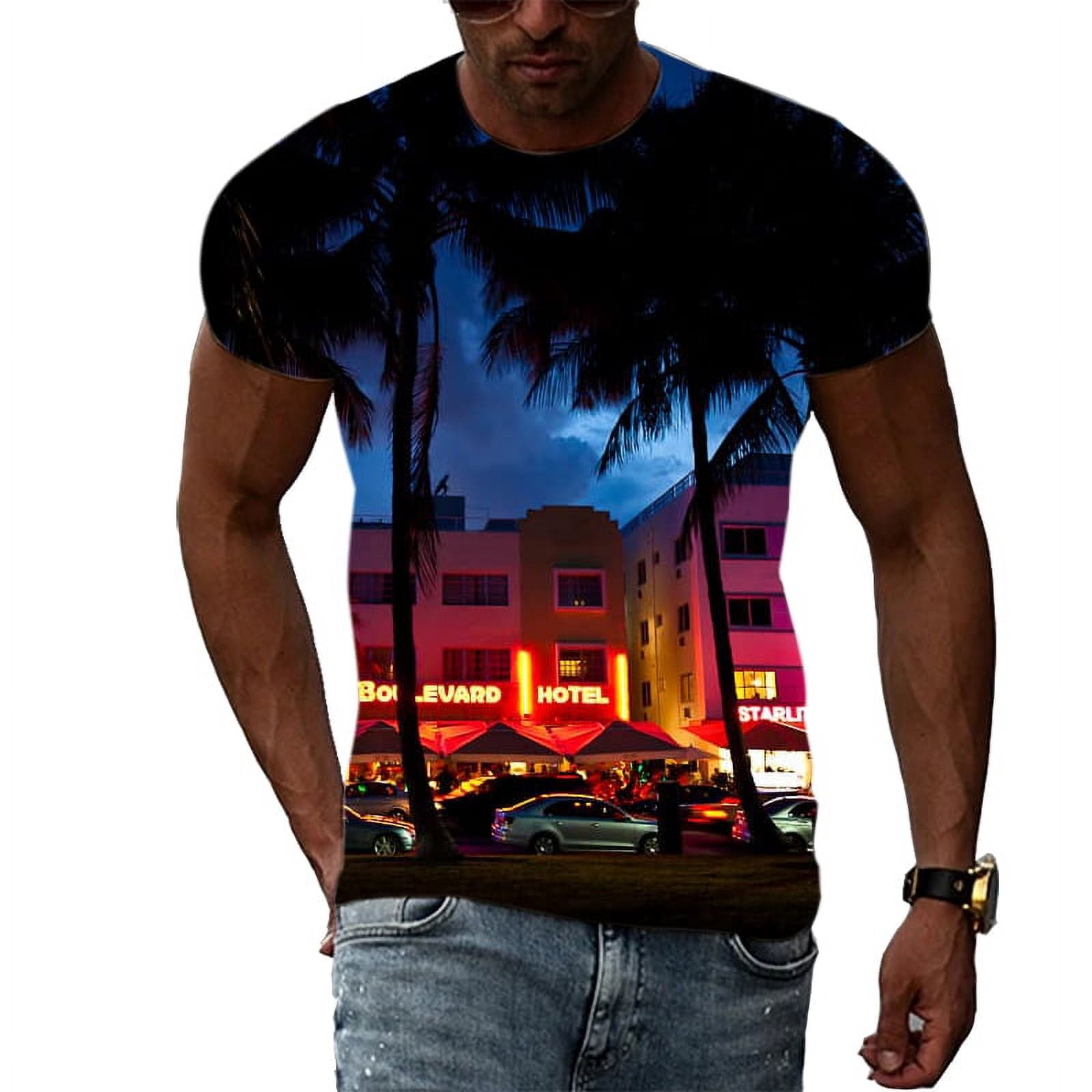 Summer Coastal Palm Tree graphic t shirts For Men Fashion Casual ...