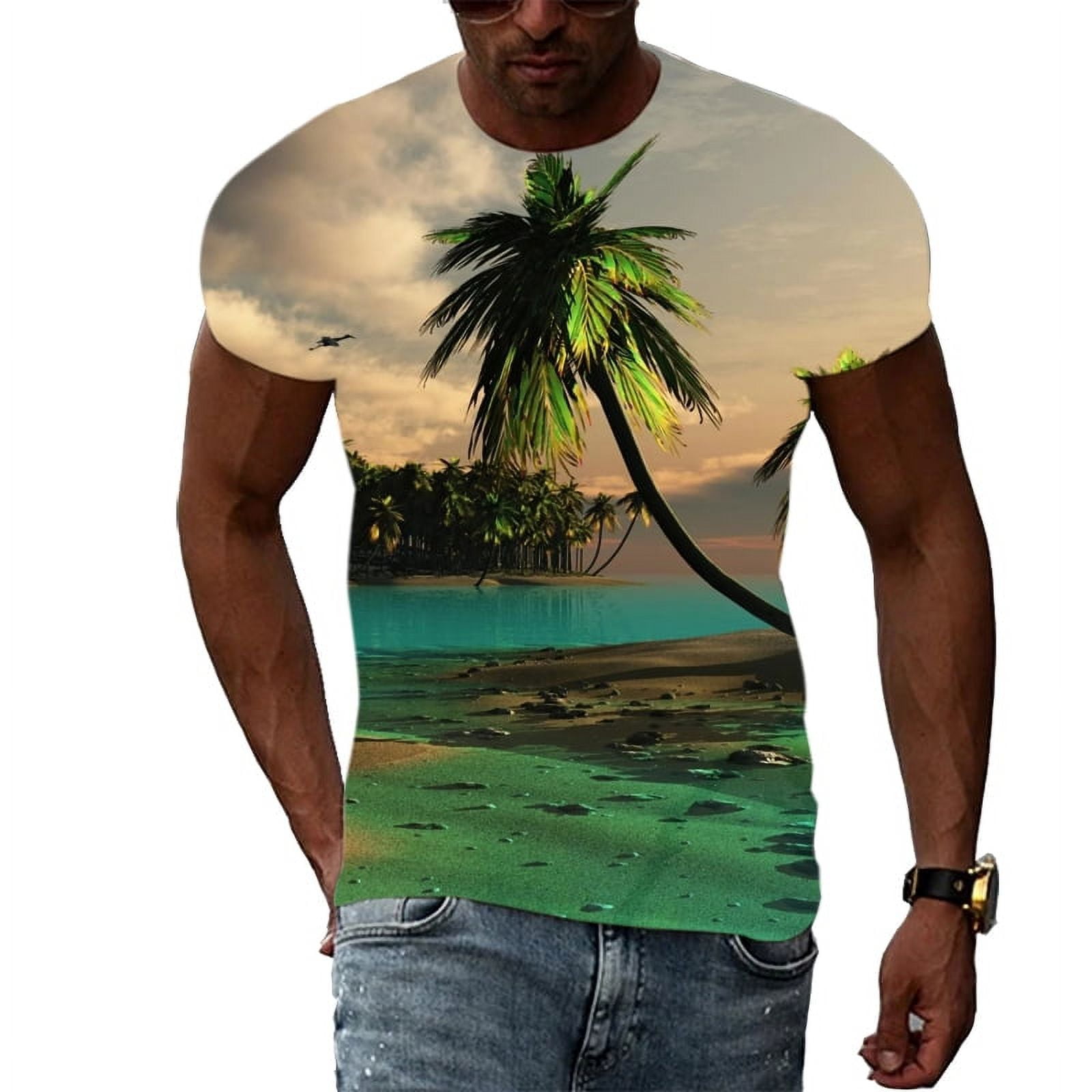 Summer Coastal Palm Tree graphic t shirts For Men Fashion Casual ...