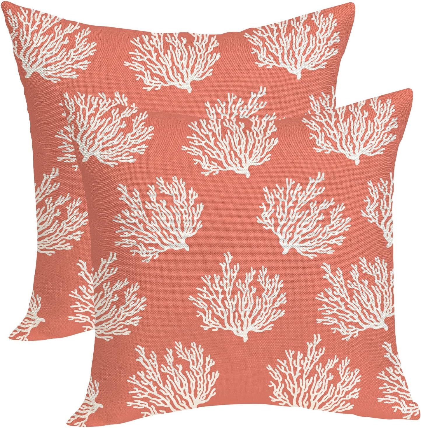Summer Coastal Pillow Covers 18x18 Pack of 2 Ocean Themed Coral Throw ...