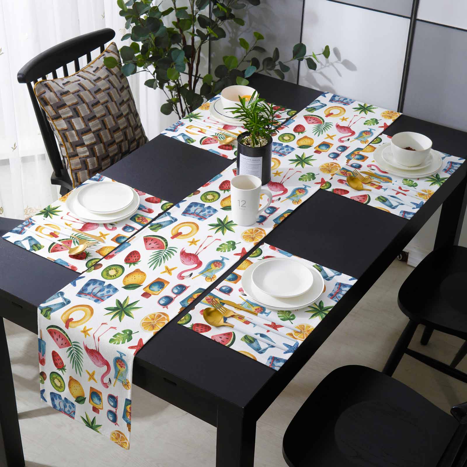 Summer Coastal Placemats Set of 6 with 90 Inches Long Table Runners ...