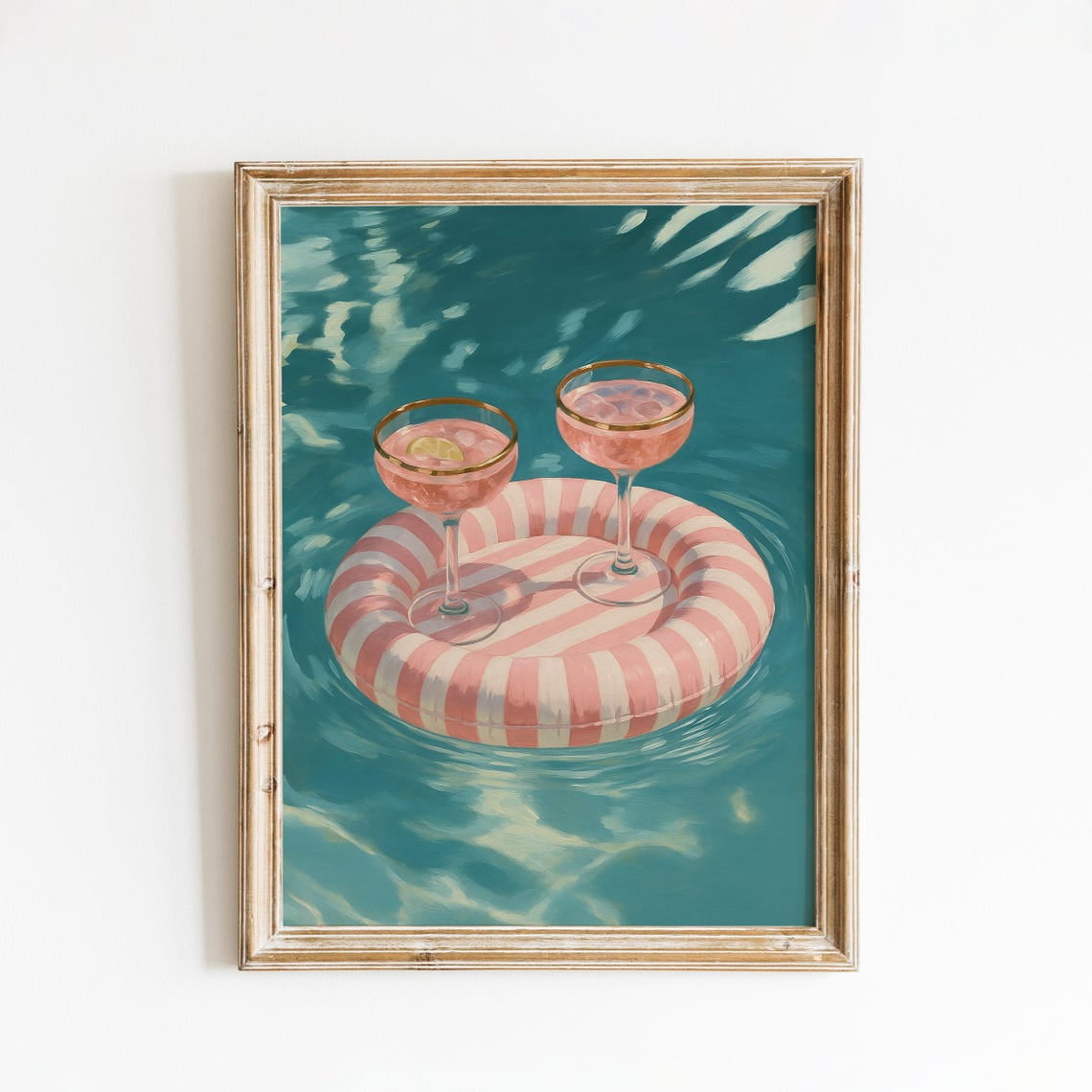 Summer Cocktail Pool Art Poster – Retro Vacation Aesthetic Wall Decor ...