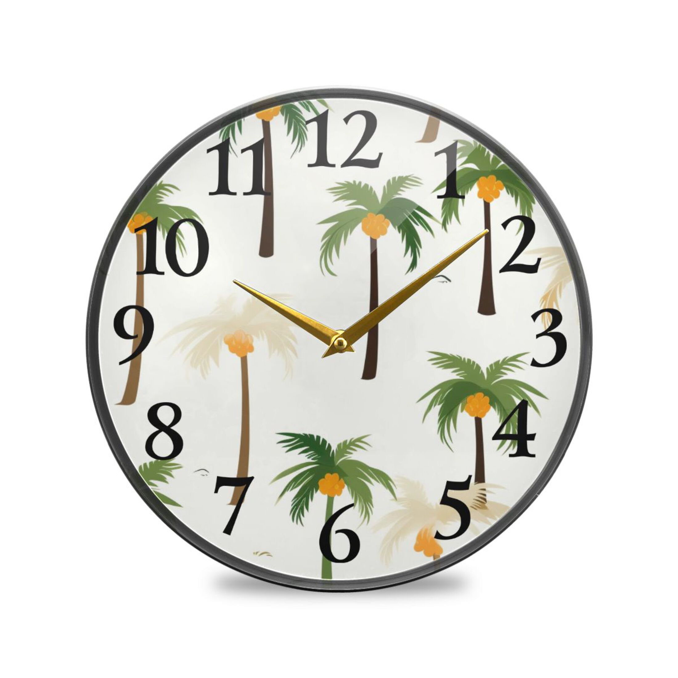 Summer Coconut Tree Wall Clocks Battery Operated 9.5 Inch Round Clock ...