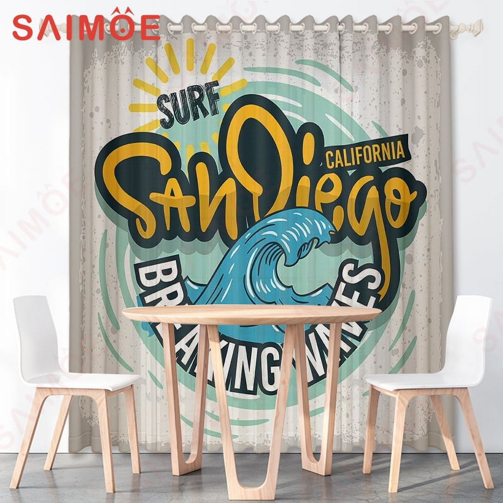 Summer Colorful Forest Beach Sunset 3D Curtains Waves Custom Thin ...