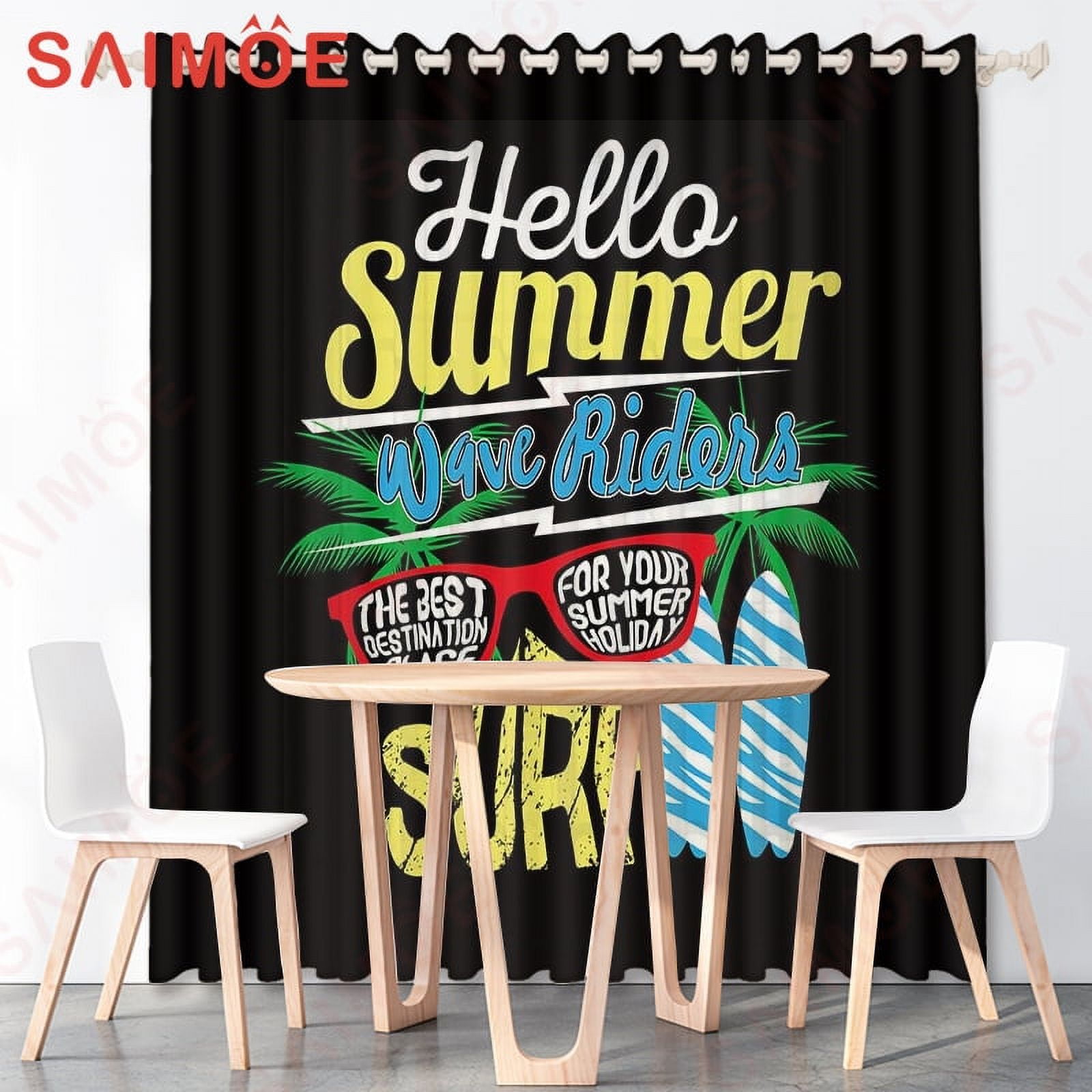 Summer Colorful Forest Beach Sunset 3D Curtains Waves Custom Thin ...