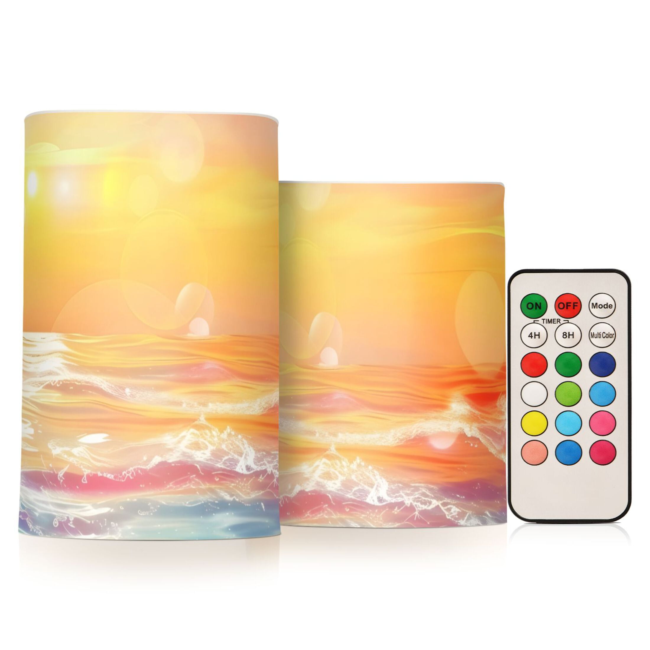 Summer Colorful Sea Flameless Candles with Remote Timer LED Battery ...