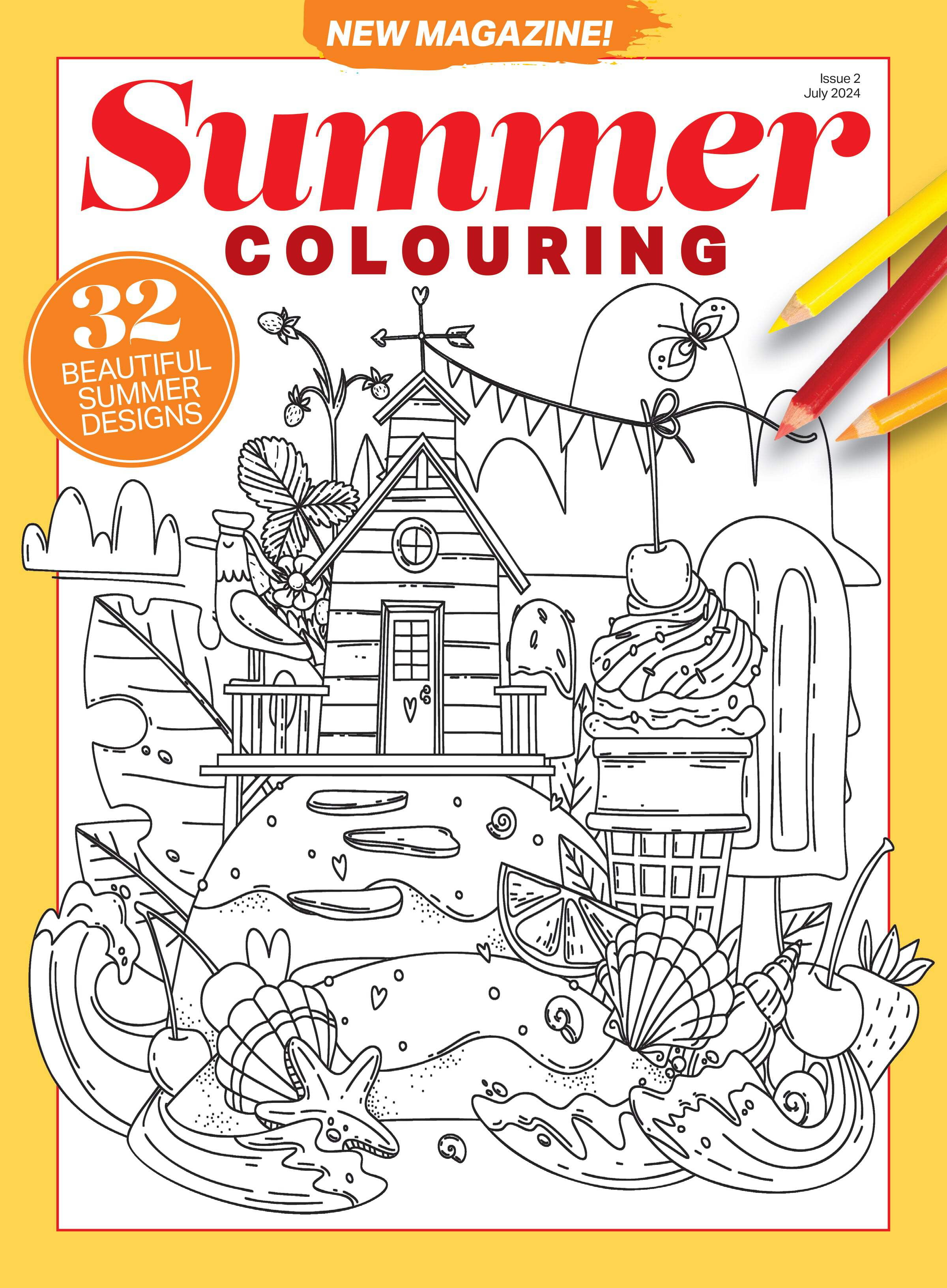Summer Coloring - 32 Beautiful Designs, Adult Coloring Book, Flowers ...