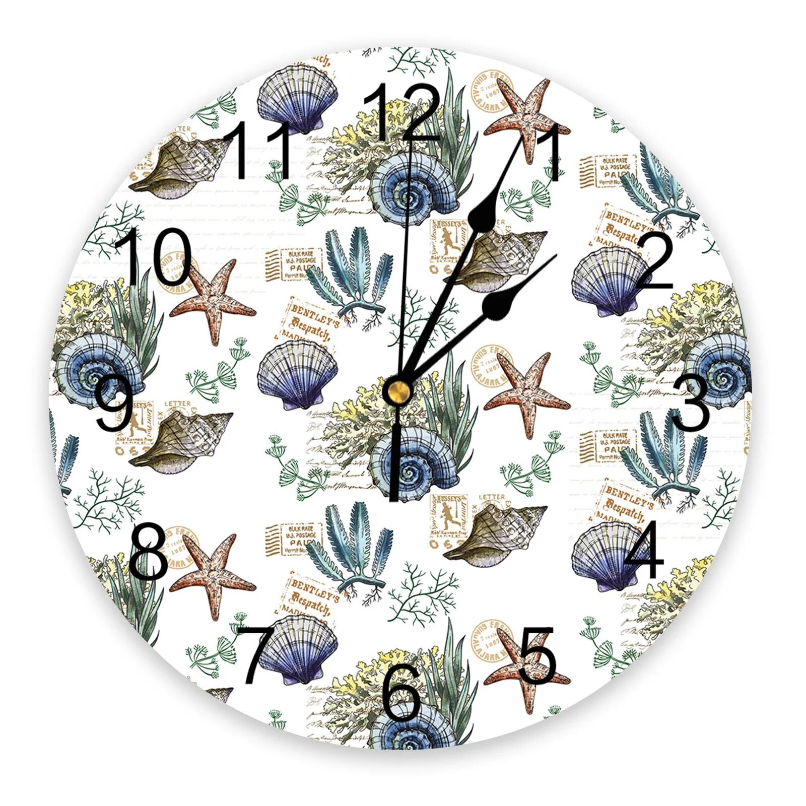 Summer Conch Shell Starfish Clocks Wall Home Decor Modern Kitchen Room ...