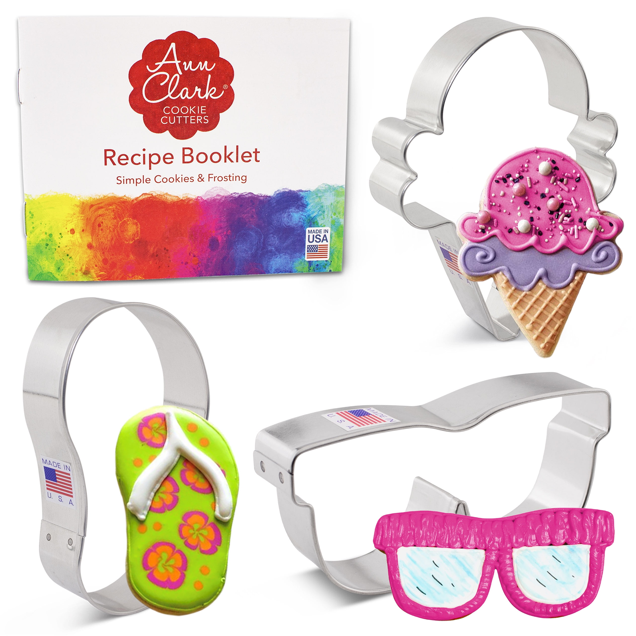 Summer Cookie Cutter Set, 3-Pieces, Ice Cream Cone, Sunglasses, and ...