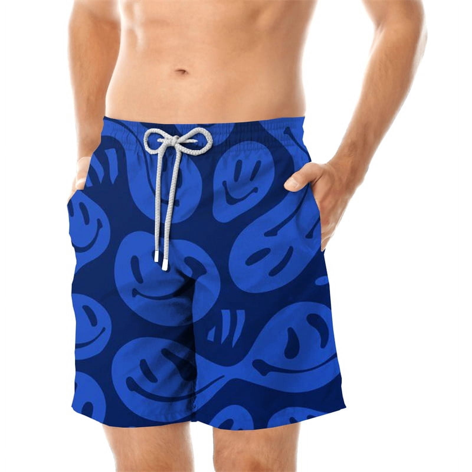 Summer Cool Short Pants Men 3D Printed Swimsuit Funny Smiley Swim ...