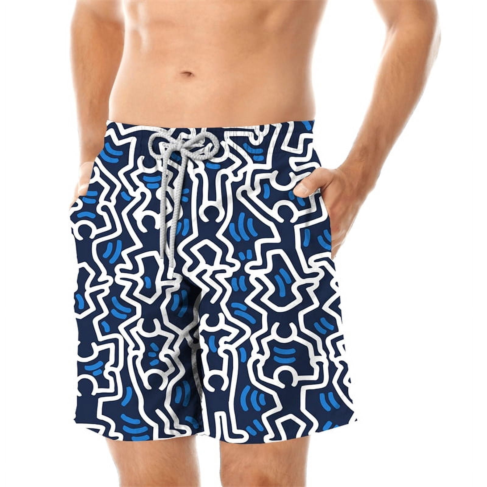 Summer Cool Short Pants Men 3D Printed Swimsuit Funny Smiley Swim ...