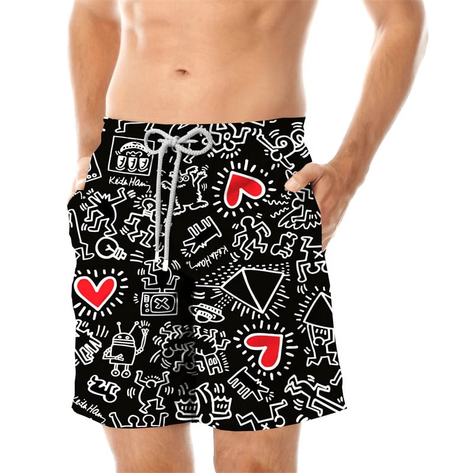 Summer Cool Short Pants Men 3D Printed Swimsuit Funny Smiley Swim ...
