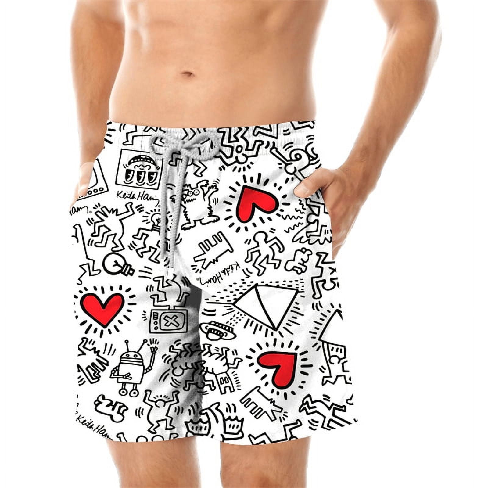 Summer Cool Short Pants Men 3D Printed Swimsuit Funny Smiley Swim ...