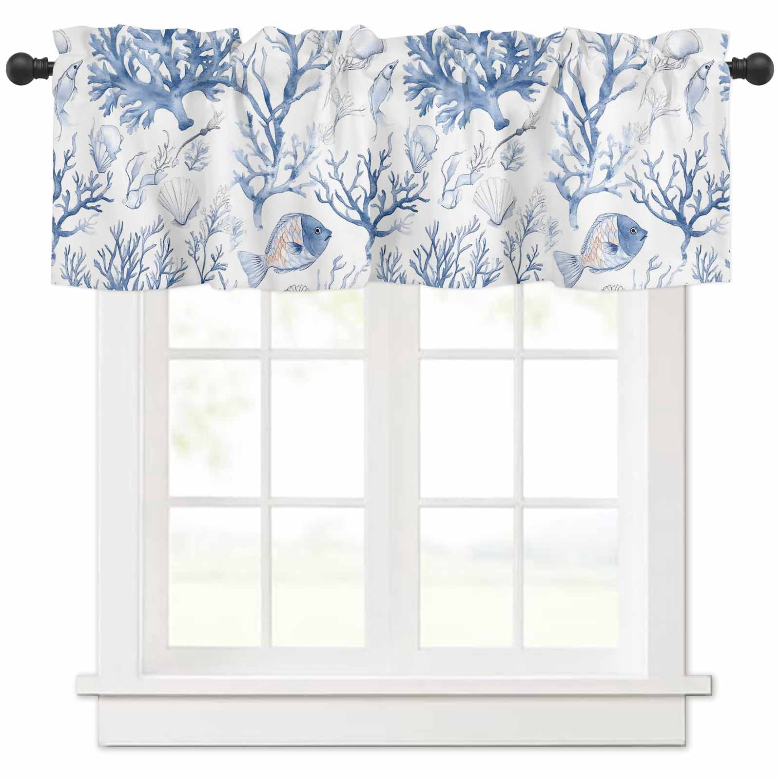 Summer Coral Valances for Windows Farmhouse Kitchen Curtains Valances ...