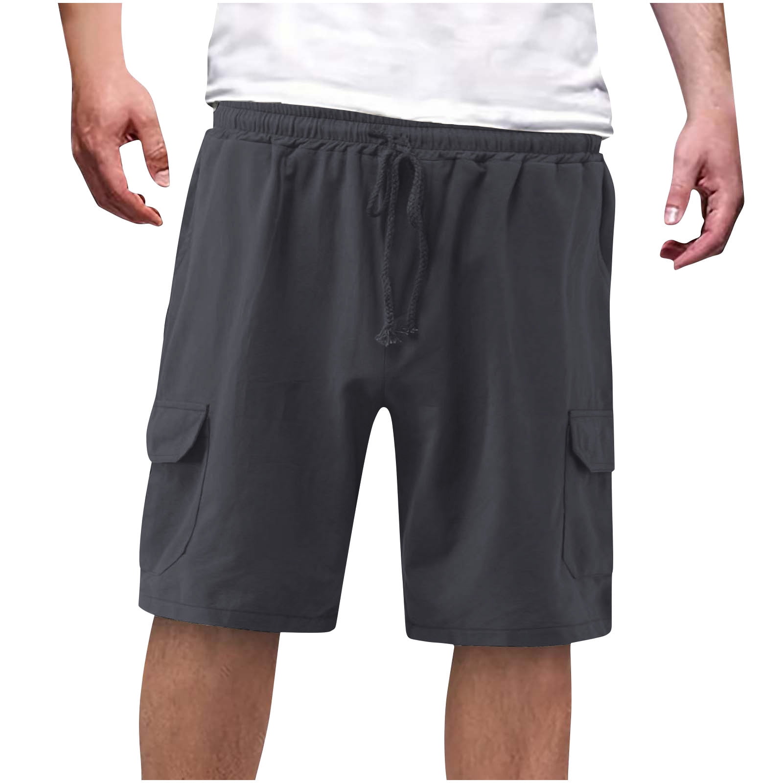 Summer Cotton Shorts for Men High Waisted Beach Trousers Lace-Up ...