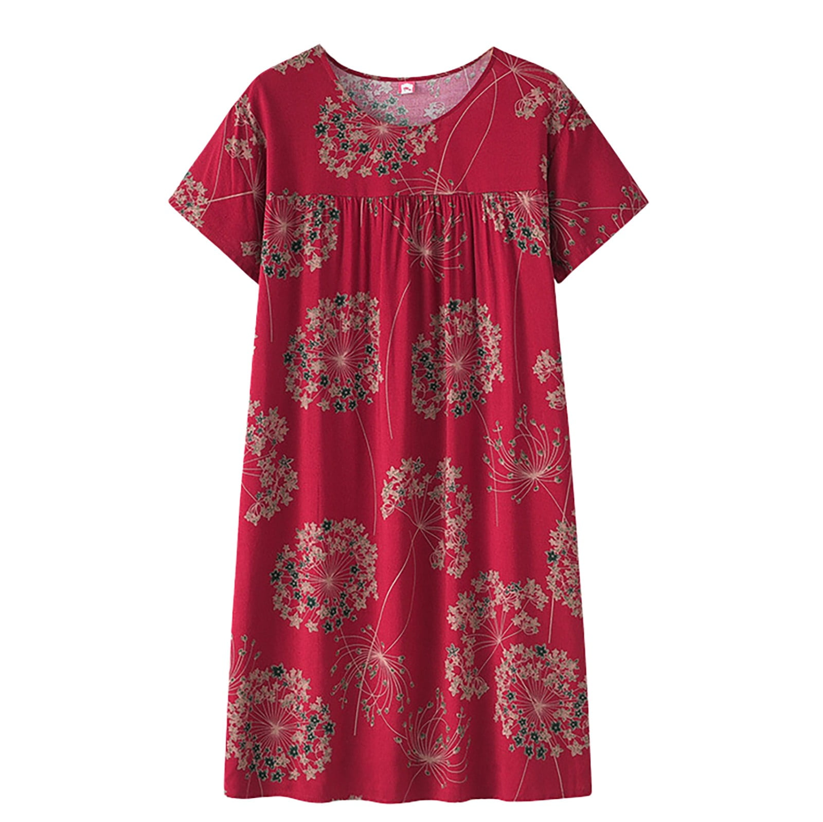 Summer Cotton Silk Short Sleeved Sleep Dress For Middle Women New Loose ...