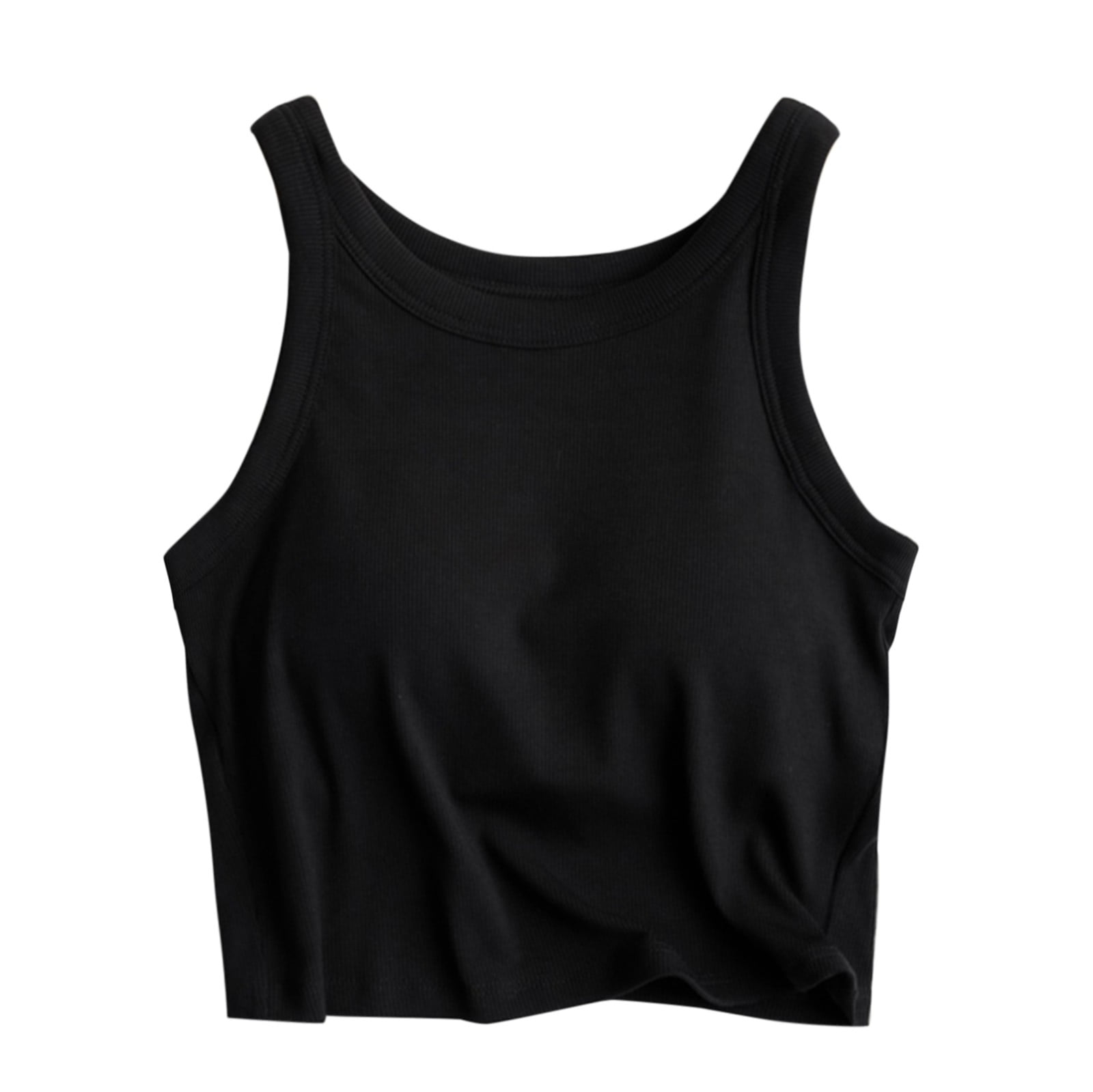 Summer Cotton Sleeveless Ribbed Tank Tops for Women Black Sleepwear ...
