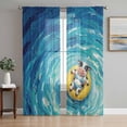 Summer Cow Sheer Curtains for Living Room Bedroom Blue Ocean Oil ...