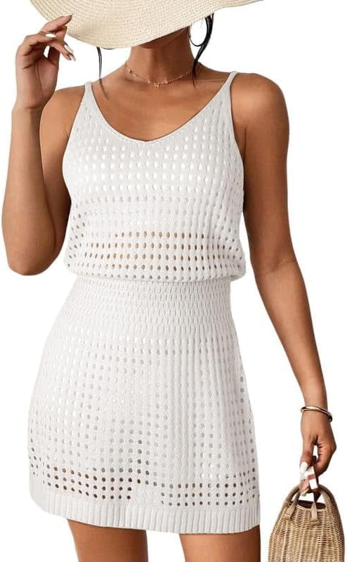 Summer Crochet Hollow Out Knit Beach Bathing suit Swim Cover Ups Cruise ...