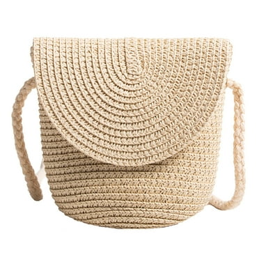 Summer Women Mini Straw Crossbody Bags Woven Phone Wallet (Camel w ...