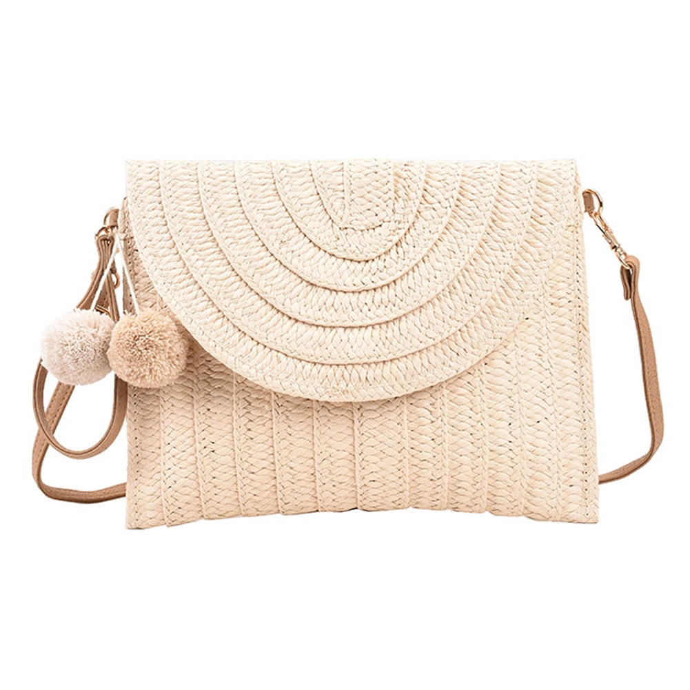 Summer Crossbody Bags Envelope Straw Woven Wallet Handmade for Vacation ...