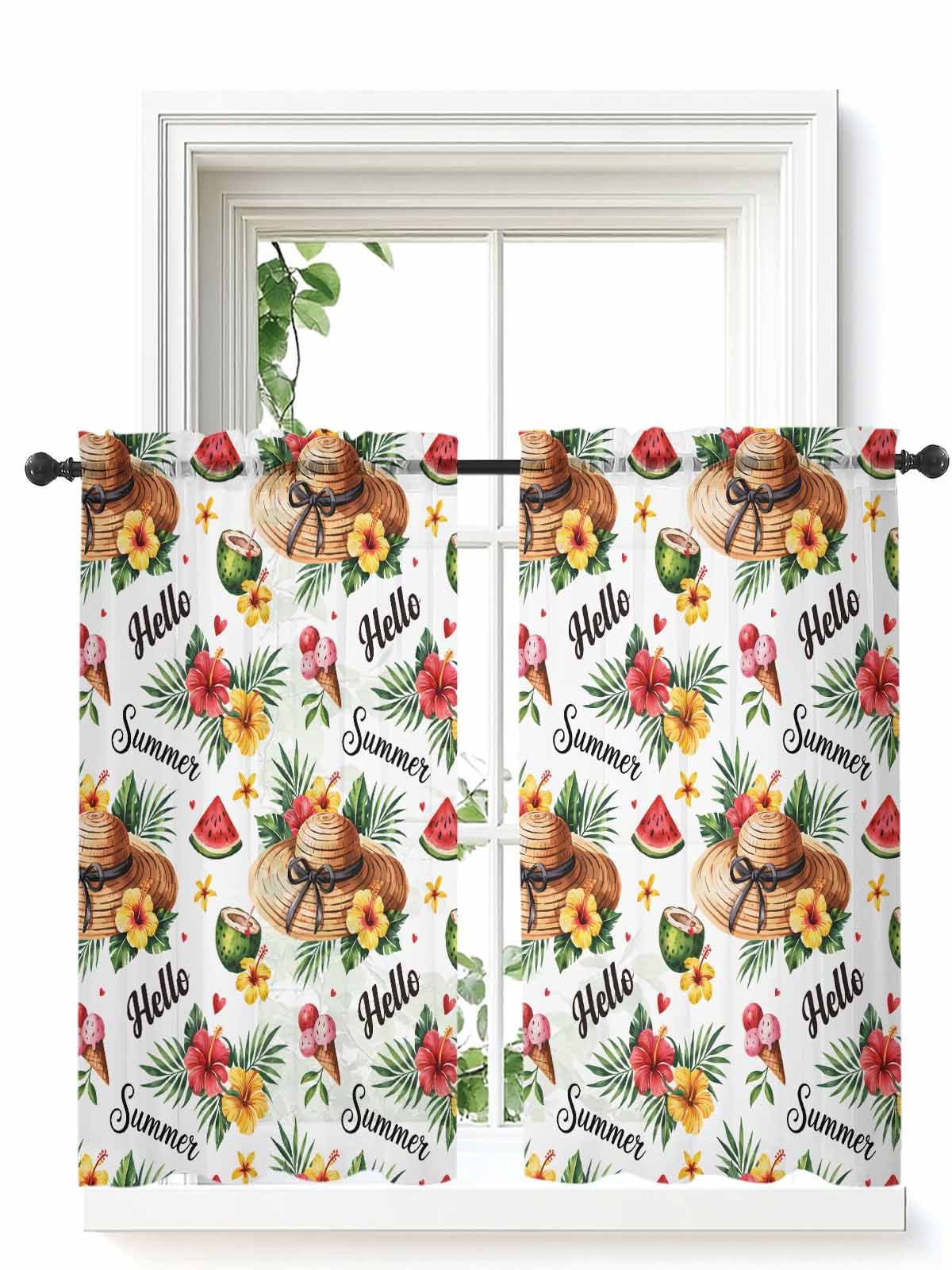Summer Curtains 45 Inch Length, Sheer Curtains for Bedroom Living Room ...