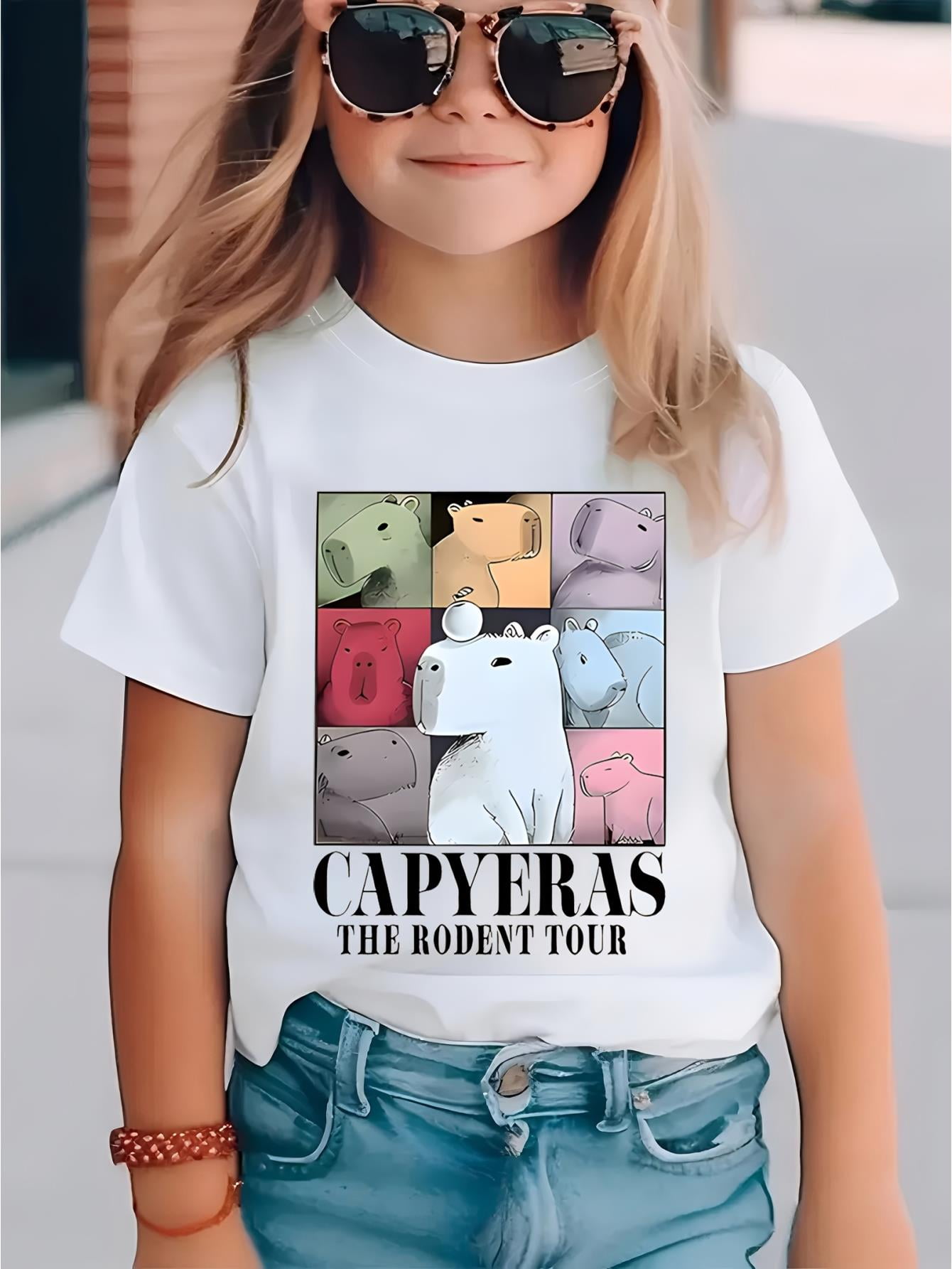 Summer Cute Women'S Casual Summer T-Shirt with Cartoon Capybara Print ...