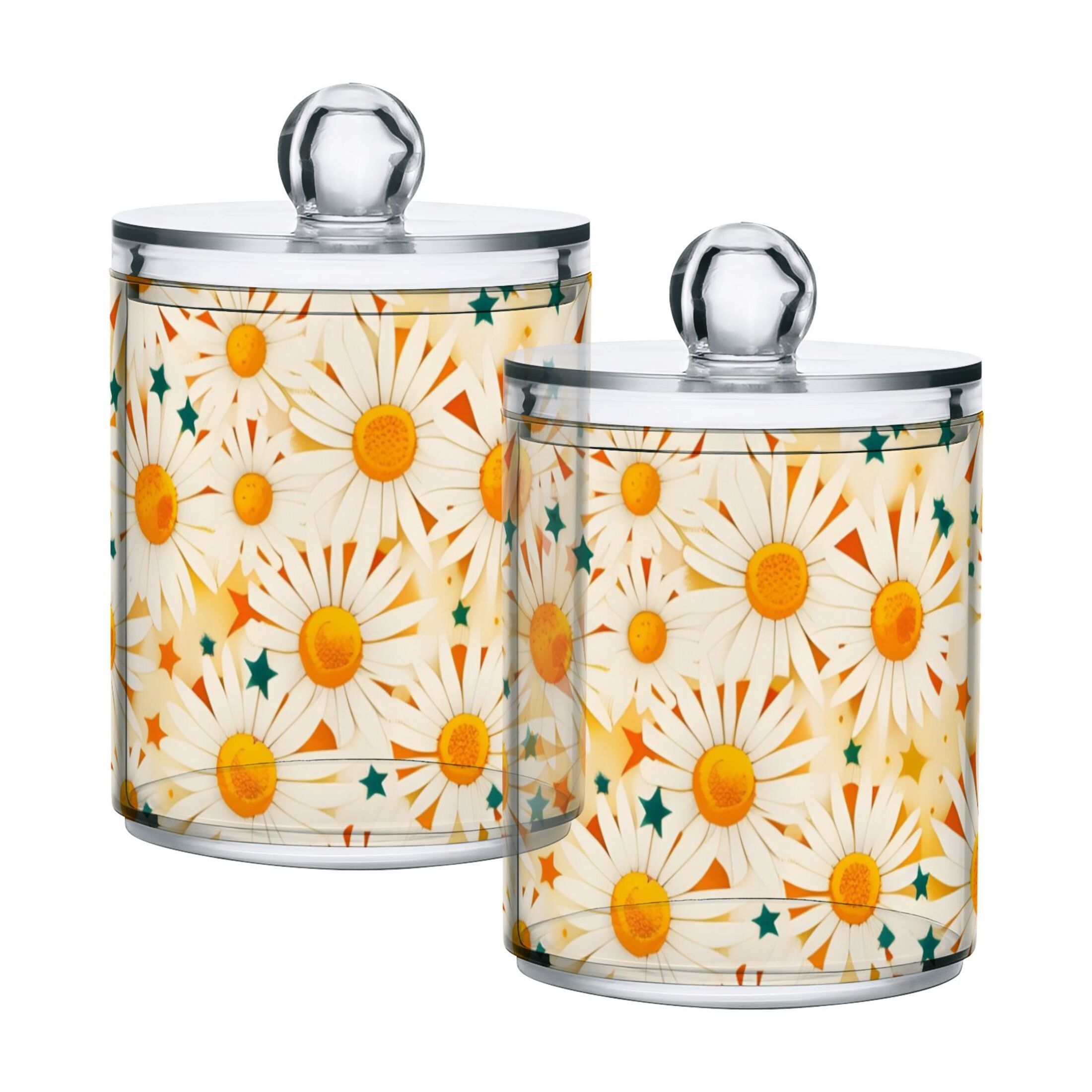 Summer Daisies Translucent Plastic Cans Storage Canisters with Lid Set ...