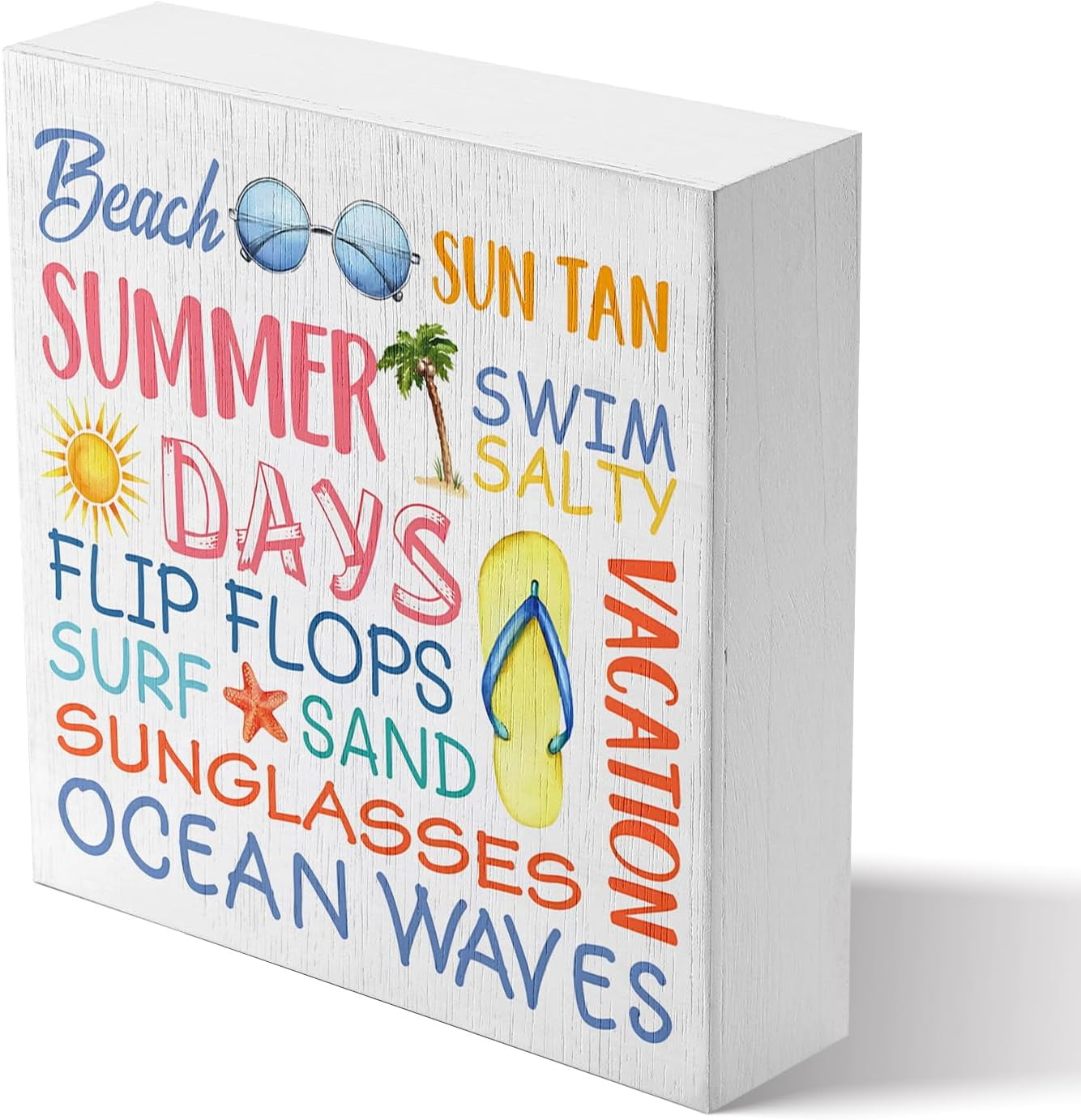 Summer Days Vacation Wooden Box Signs,Rustic Country Beach Desk Decor ...