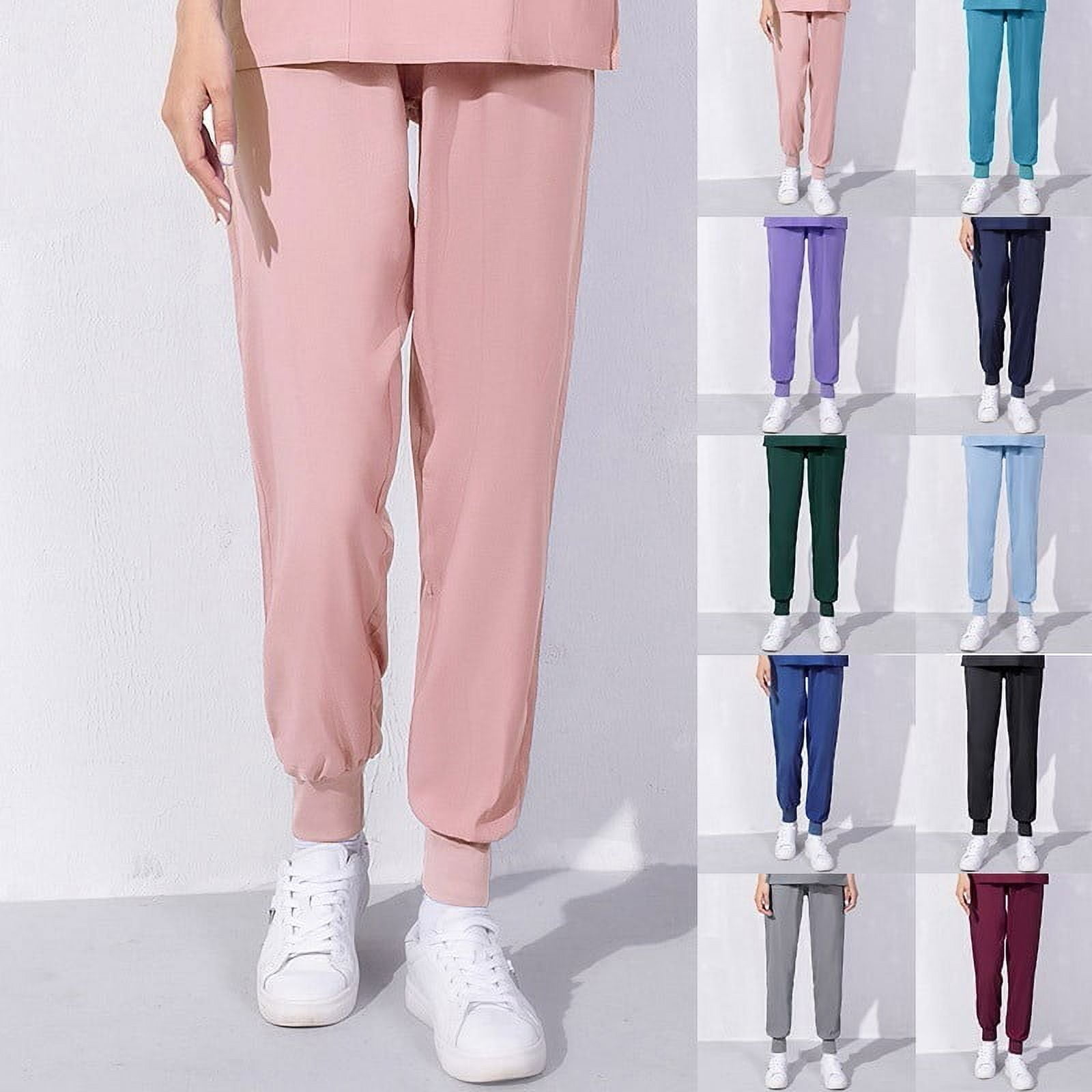 Kctiaxy Gray Scrubs Pants for Women Bunched Feet Nursing Uniform Pants ...