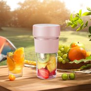 Portable Mini Juicer 400ml Juice Extractor 40W with 6 Blades Double Cup ...